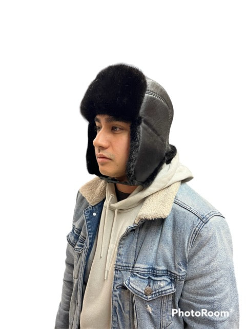 Men's black muskrat fur aviator hat – Bill Worb Furs Inc.