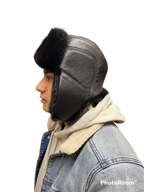 Men's black muskrat fur aviator hat – Bill Worb Furs Inc.