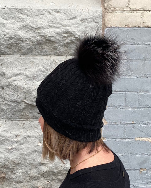 Ladies Fleece lined Touque with pom pom – Bill Worb Furs Inc.